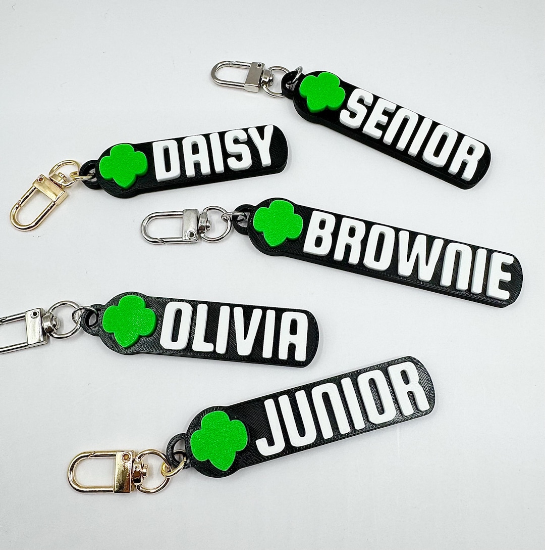 40% OFF BULK Girl Scouts Keychain Trefoil Name Tag Custom Girl Scouts ...