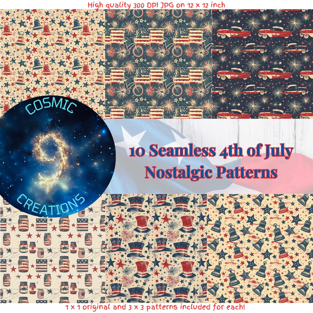 July 4th Digital Patterns. 10 Different Patterns of Nostalgic 4th of ...