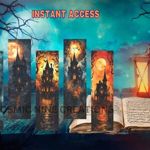 Spooky Haunted House and Halloween Landscape Bookmarks Digital Download ...
