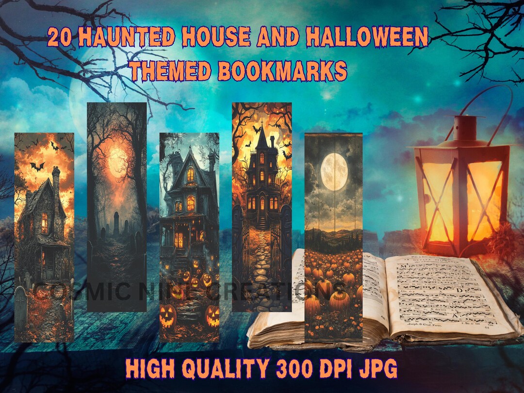 Spooky Haunted House and Halloween Landscape Bookmarks | Digital ...