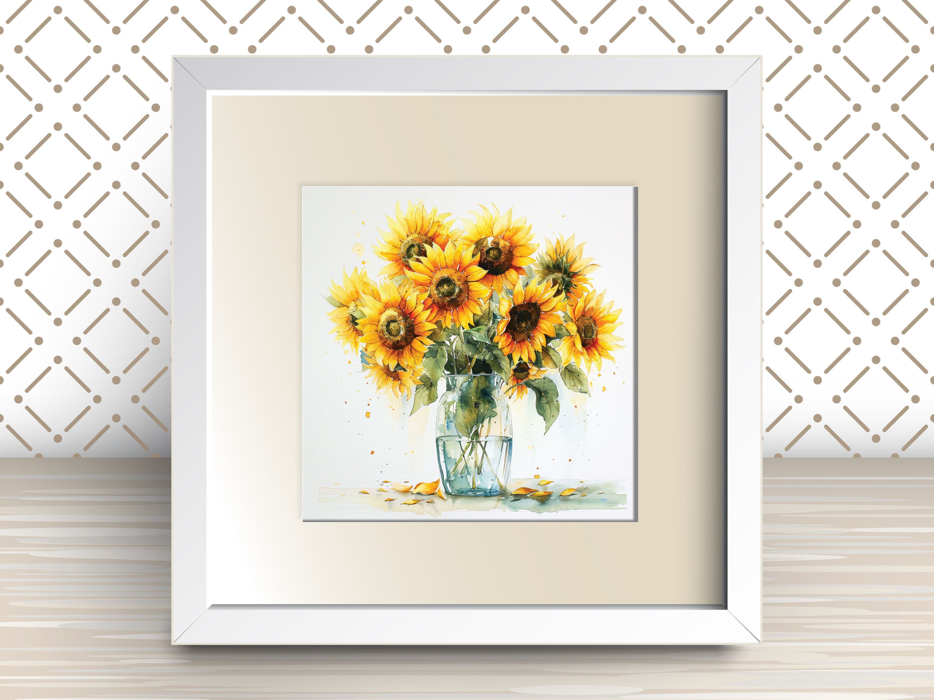 Sunflower Bouquet Watercolor Print Set of 4 - High Quality 300 DPI JPG ...