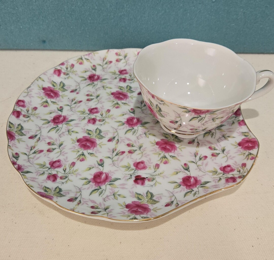 Vintage Lefton China Plate and Cup Set – 1950s Rose Chintz - Etsy