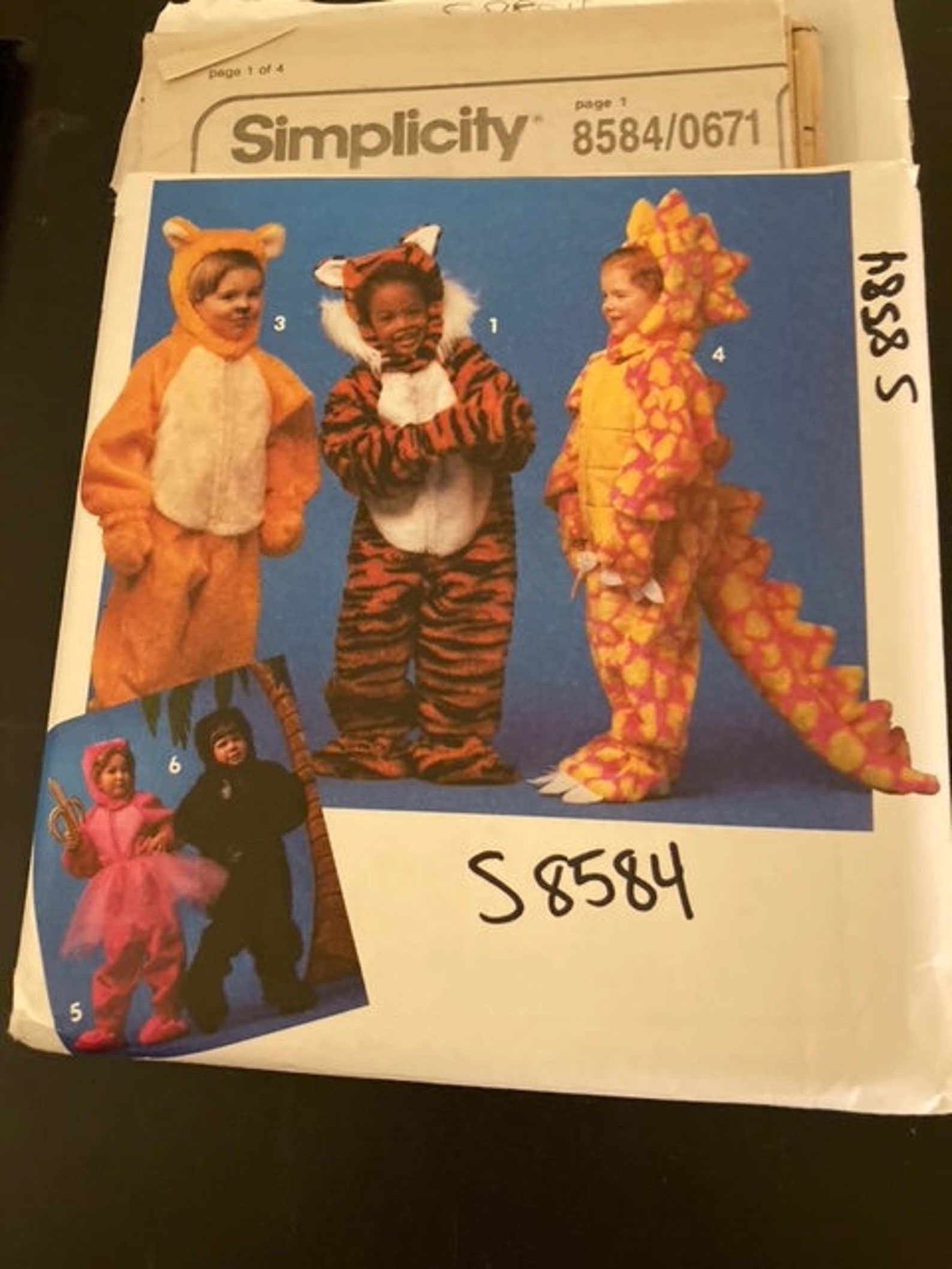 UNCUT Simplicity 8584 Child Lion Tiger Dragon Monkey Princess - Etsy