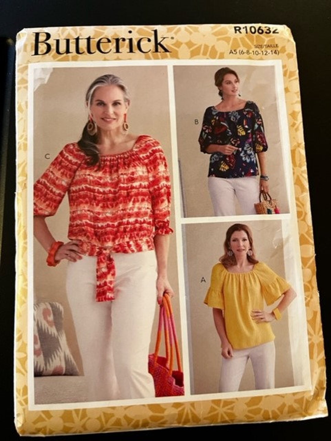 Used Butterick 6766 Loose Fitting Pullover Square Gathered Neckline ...