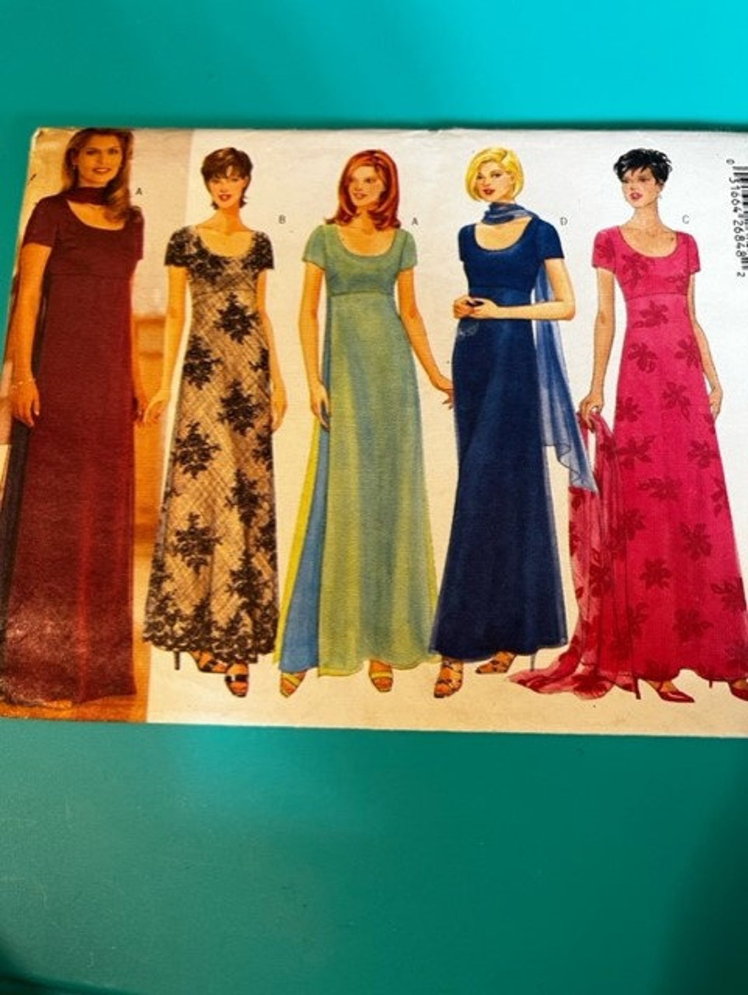 UNCUT Butterick 5368 Misses Semi Fitted Long Dress Gown Short Sleeves ...