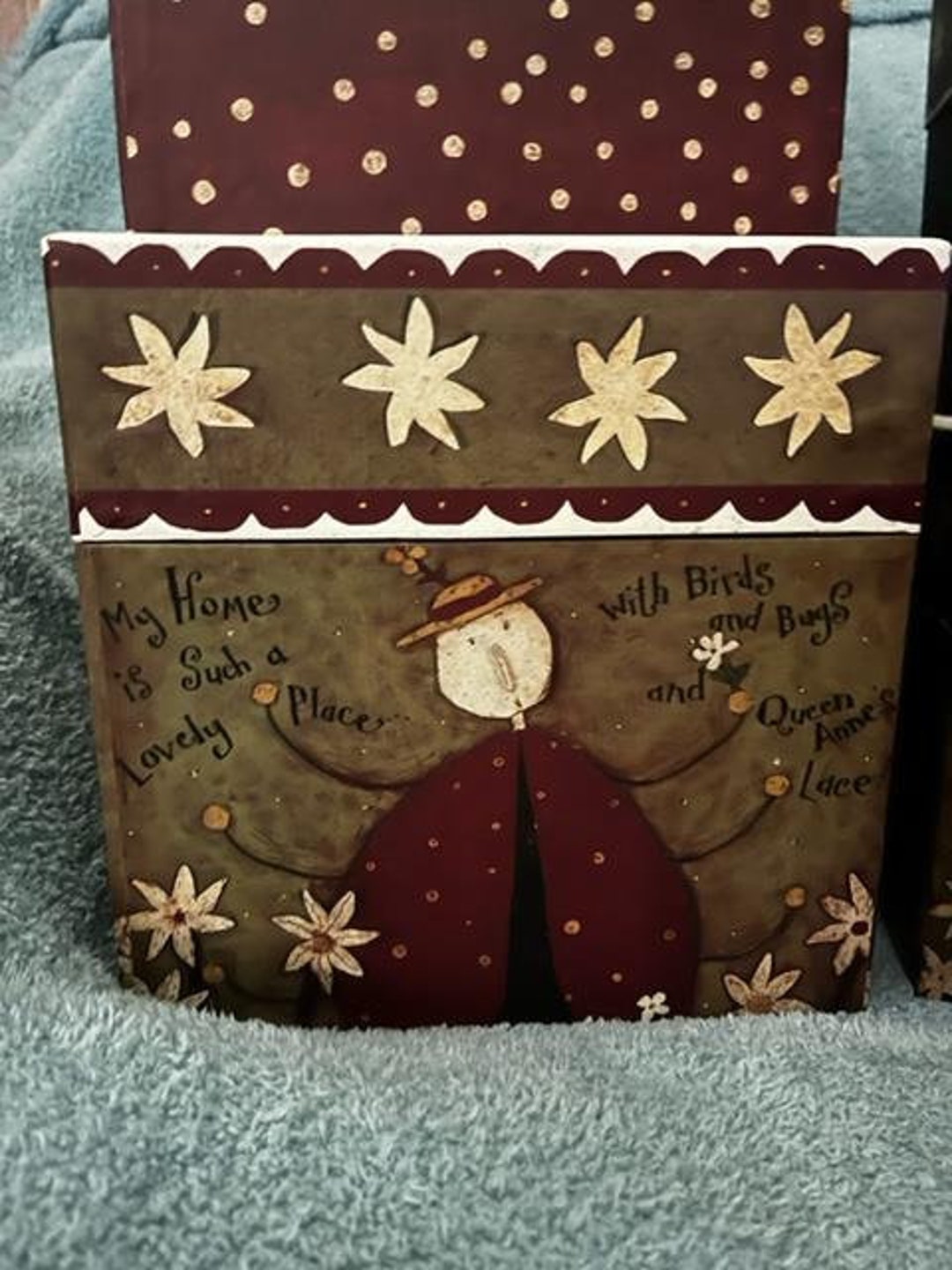 Set of 7 Primitive Ladybug Decorative Stacking Storage Boxes-great Gift ...