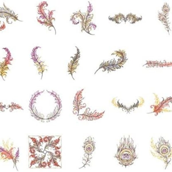 Machine Embroidery Feather Designs - Etsy