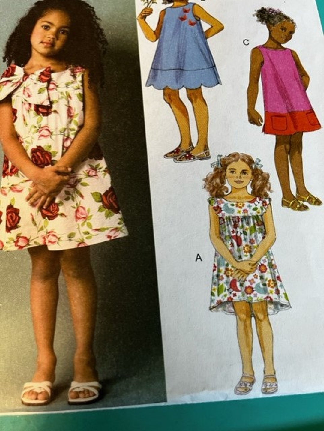 UNCUT Butterick 5876 Very Easy Baby Toddler Sleeveless Dress Size 1 2 3 ...