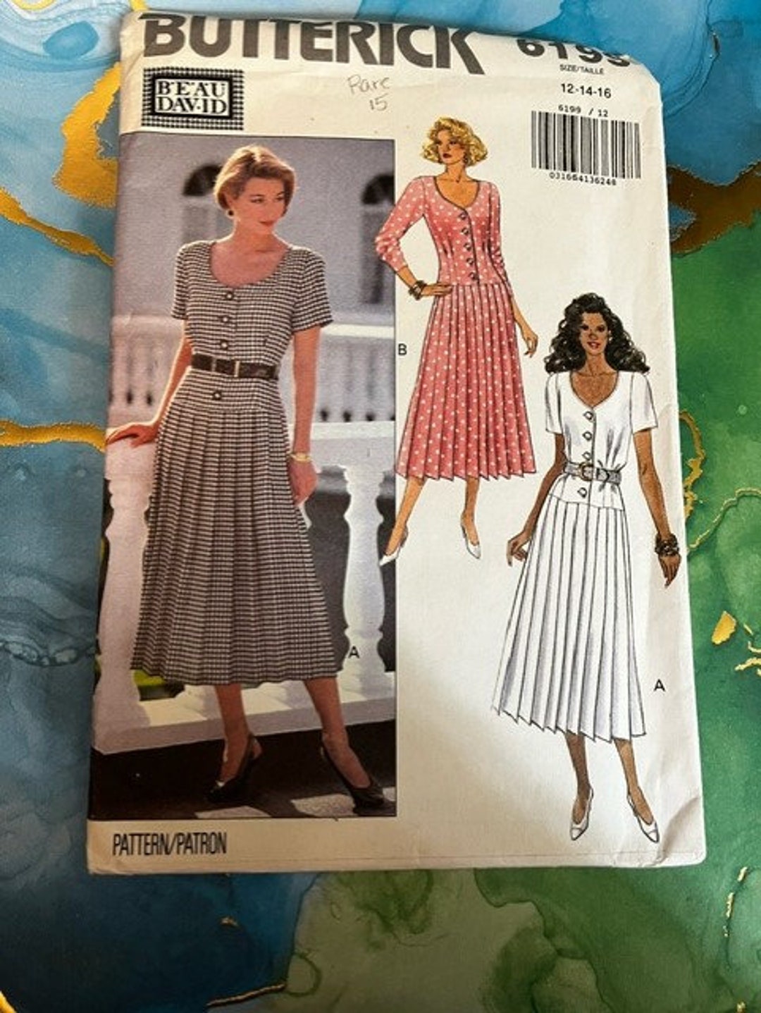 UNCUT Butterick 6199 Rare Vintage Misses Straight Dress With Pleated ...