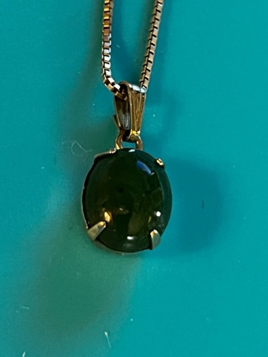 Vintage Nephrite Jade Pendant Necklace and Snake Chain 18ct Gold Rare ...