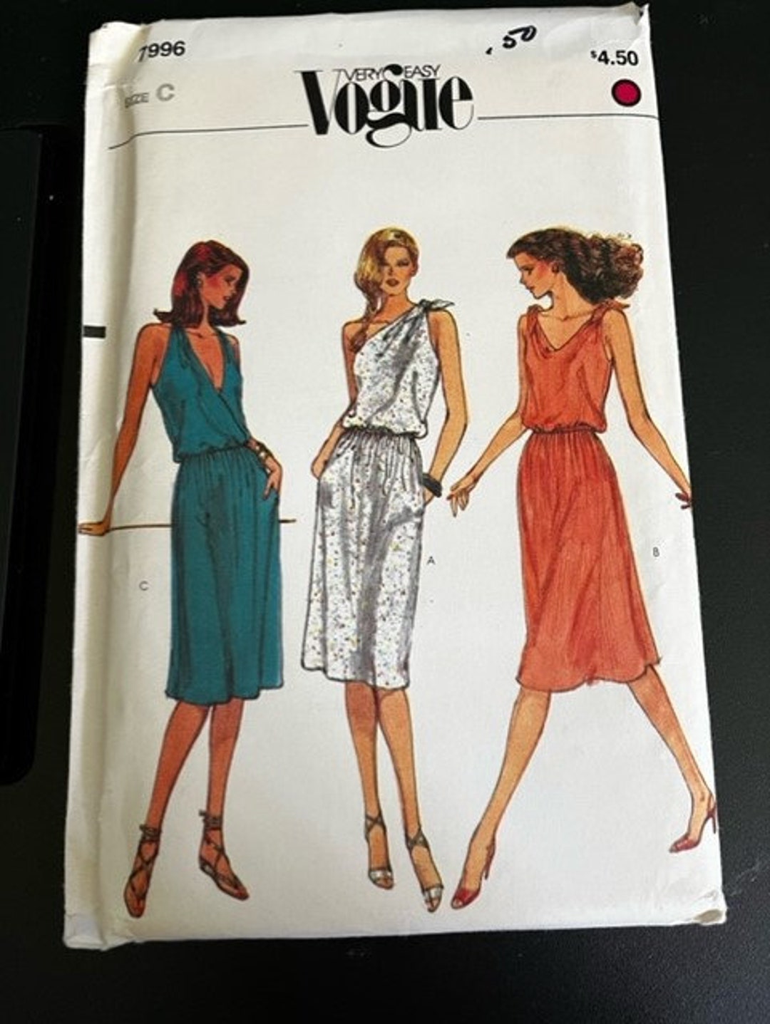 UNCUT Rare Vintage Very Easy Vogue 7996 Couture Misses Loose Fit a Line ...