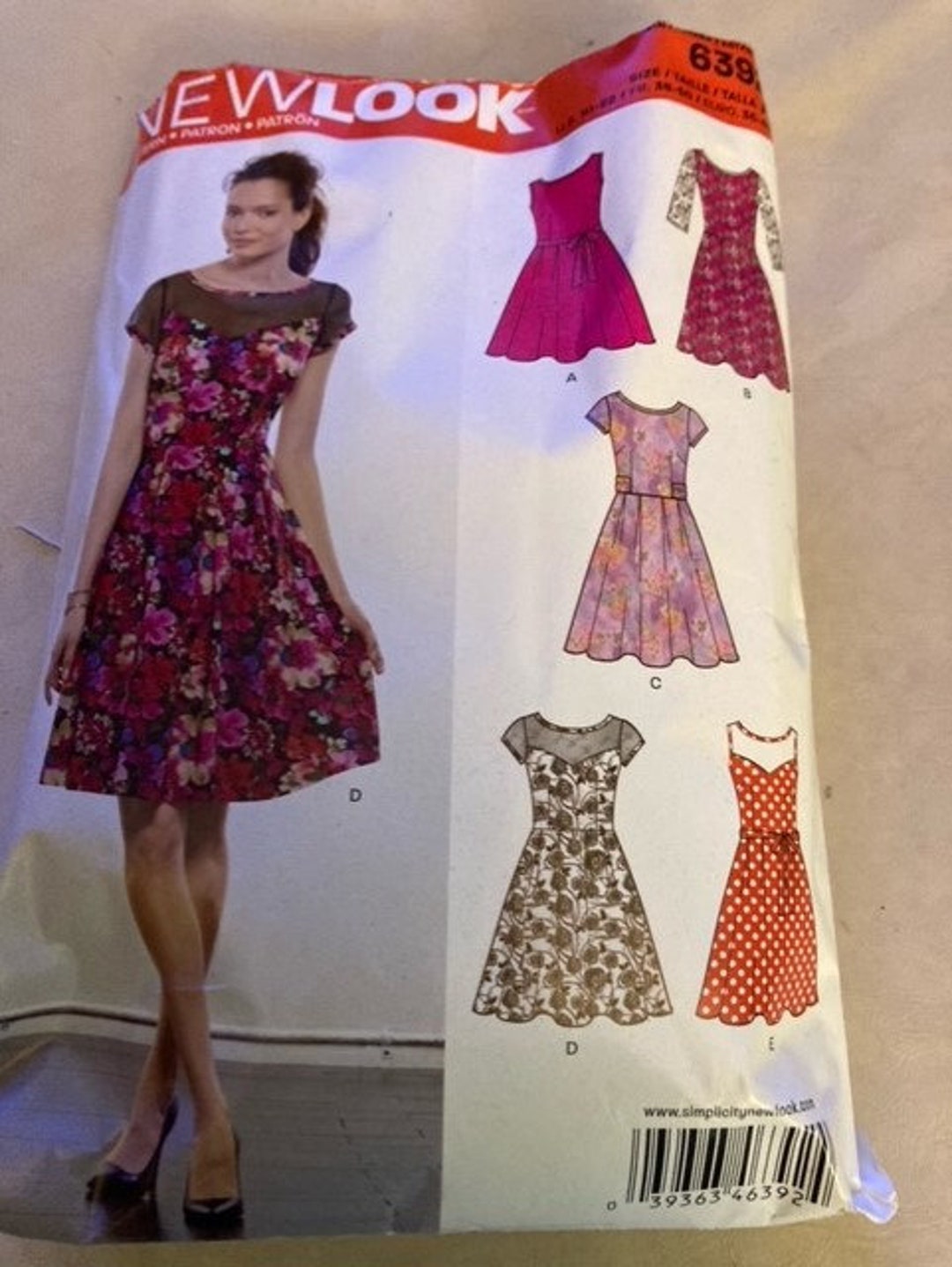 Used New Look 6392 Misses Dress With Contrast Yoke Sleeveless or Short ...