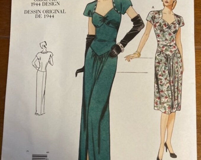 UNCUT Rare Vogue 2858 Designer Original 1944 Design A Line Drop Waist ...