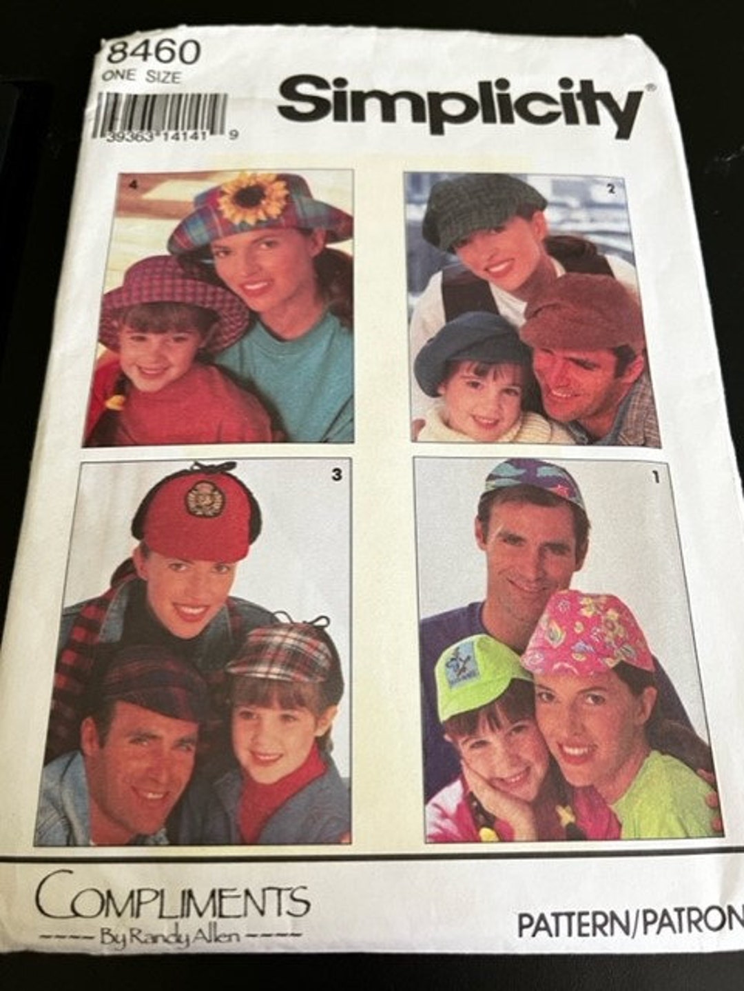 UNCUT Rare Vintage Simplicity 8460 Hats and Caps Adult and Child Sizes ...