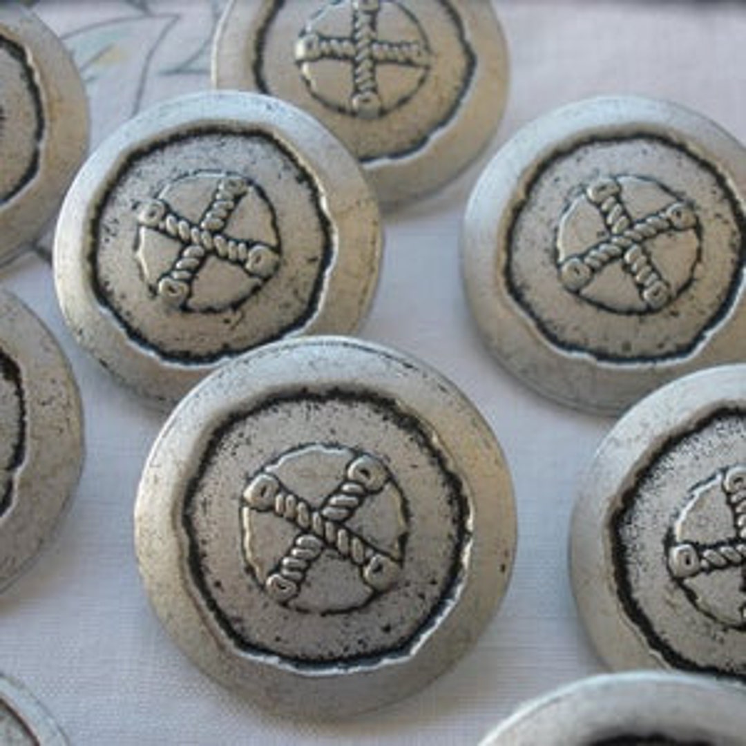 BULK NEW Antique Silver Pewter Color Metal 7/8 Inch Faux Stitch X ...