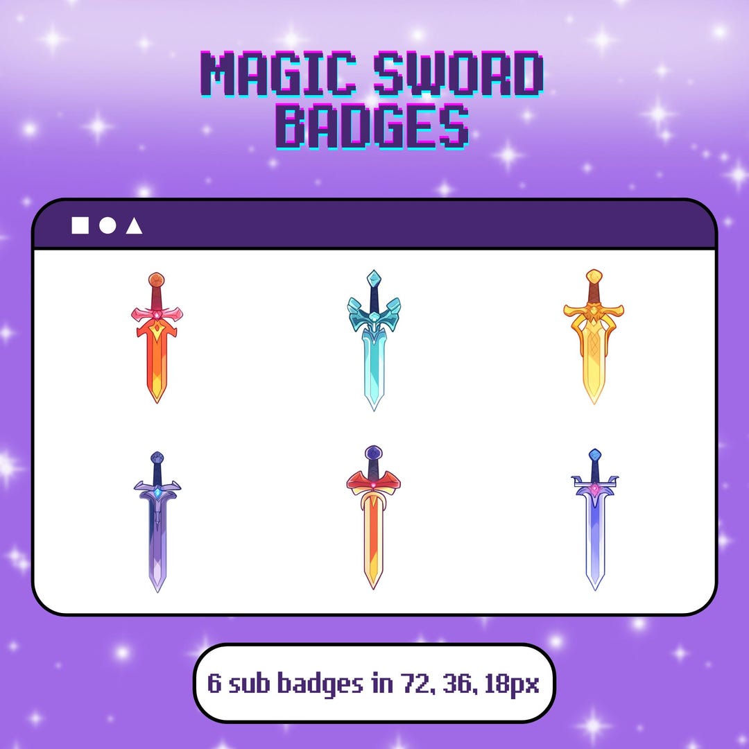 Magic Sword Sub Badges Set, Sub Badges, Twitch Sub Badges, Twitch ...