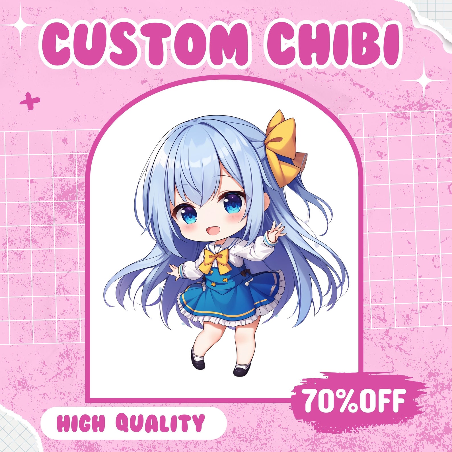 CUSTOM CHIBI ANIME | Chibi Character, Custom Chibi Commission, Original ...