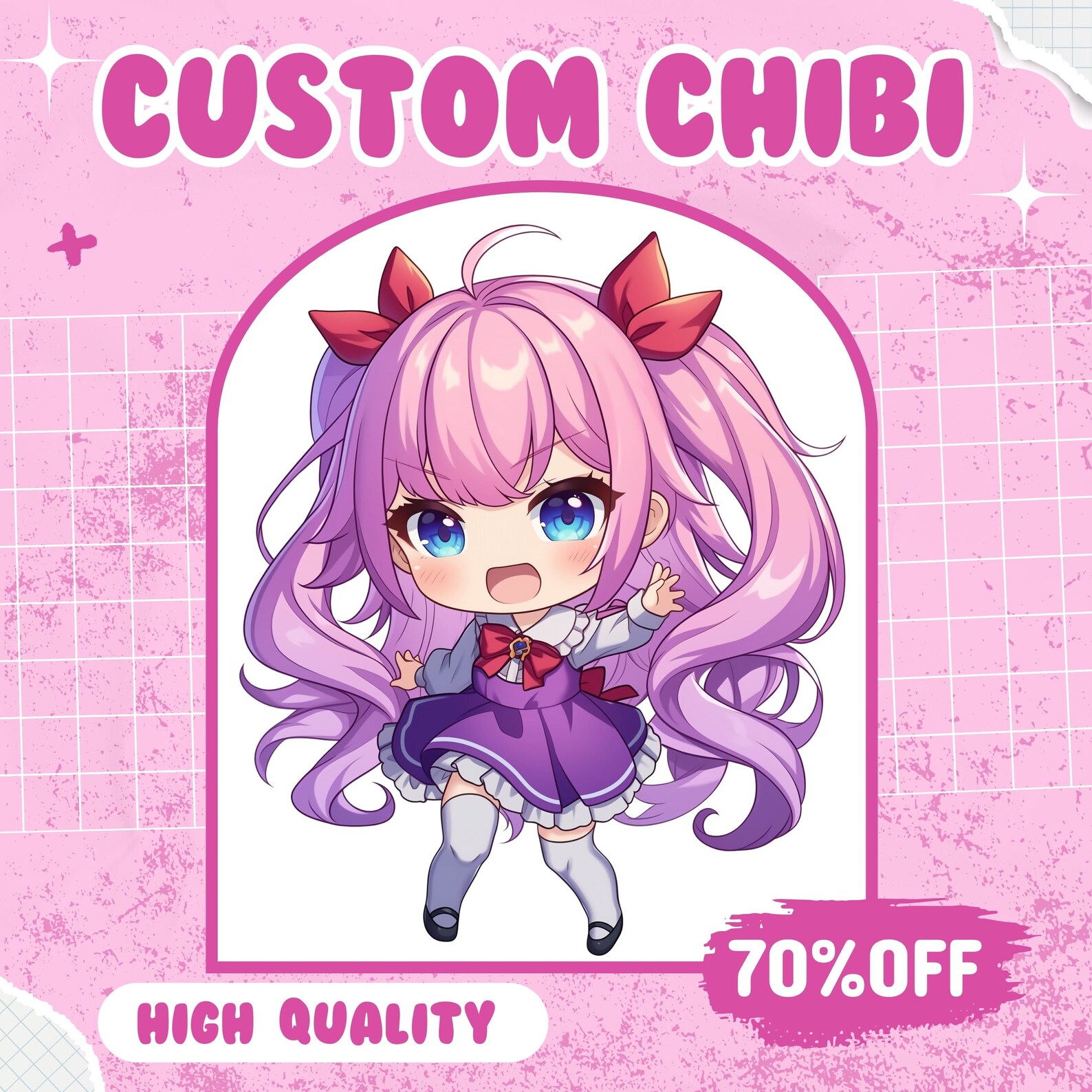 CUSTOM CHIBI ANIME | Chibi Character, Custom Chibi Commission, Original ...