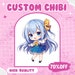 CUSTOM CHIBI ANIME | Chibi Character, Custom Chibi Commission, Original ...
