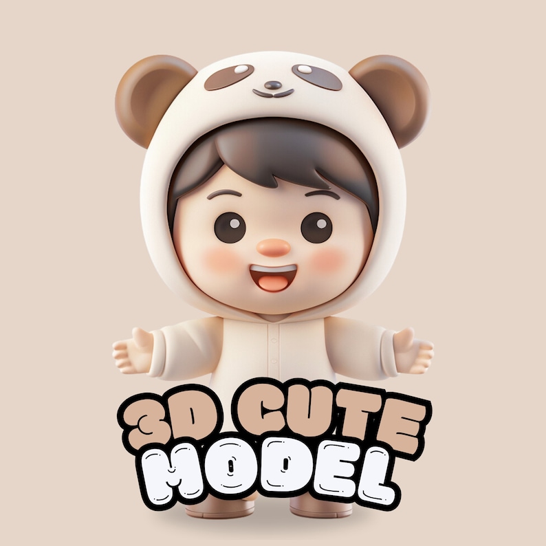 Custom High Quality Cute 3D Model,3d Chibi Animal, 3D Cartoon Art, 3D ...