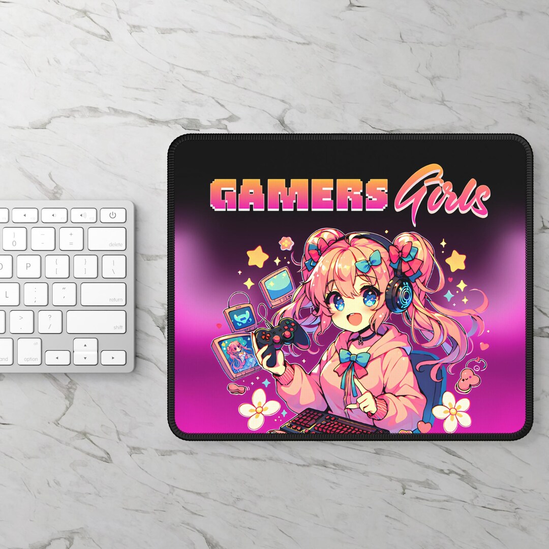 Gamer Girl Mouse Pad, Gaming Desk Mat, Pink Mousepad, Cute Gaming ...