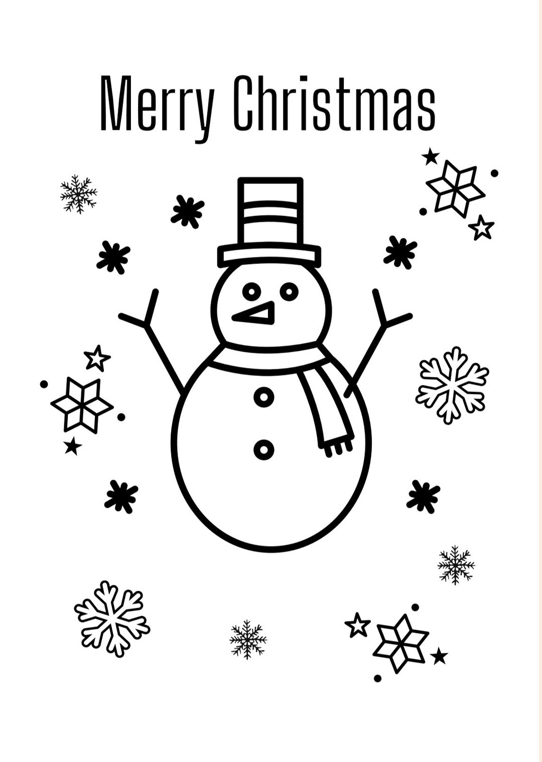 Coloring Page, Christmas, Easy Coloring, Snowman - Etsy