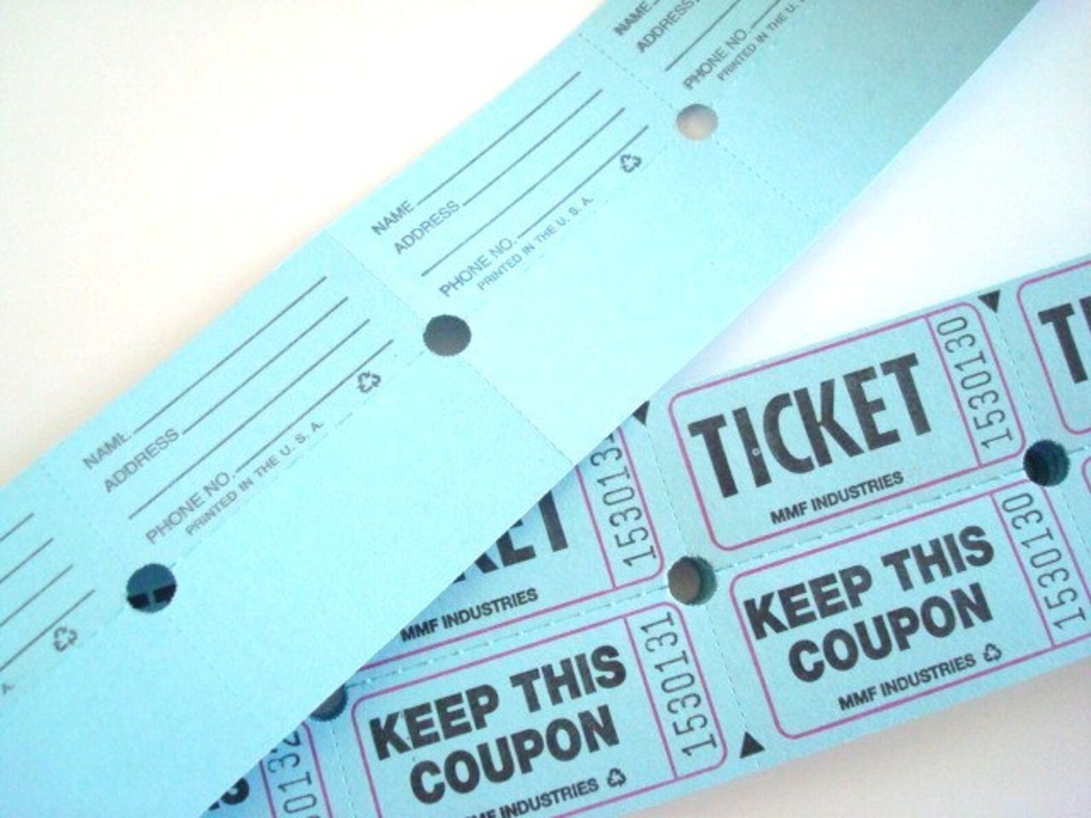 Blue Two Part Raffle Tickets 30 Tickets - Etsy