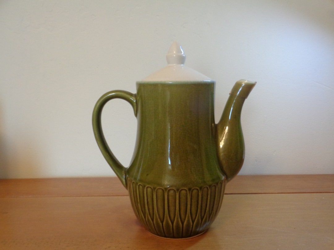 MCM Japanese Vintage Olive Green Teapot - Etsy