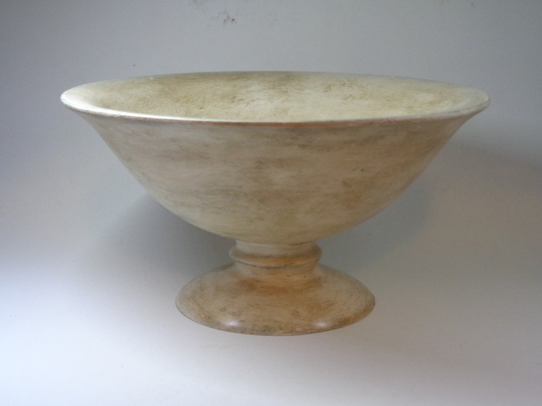 Large Hand Painted Distressed Wood Bowl - Etsy