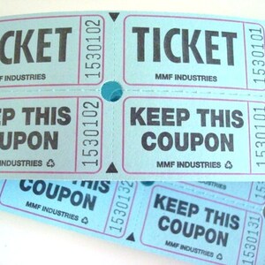 Blue Two Part Raffle Tickets 30 Tickets - Etsy