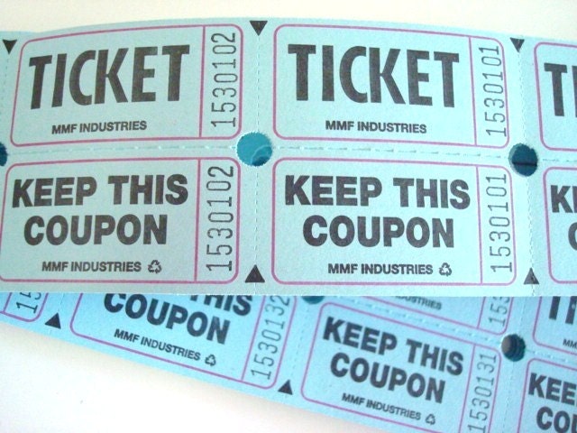 Blue Two Part Raffle Tickets 30 Tickets - Etsy