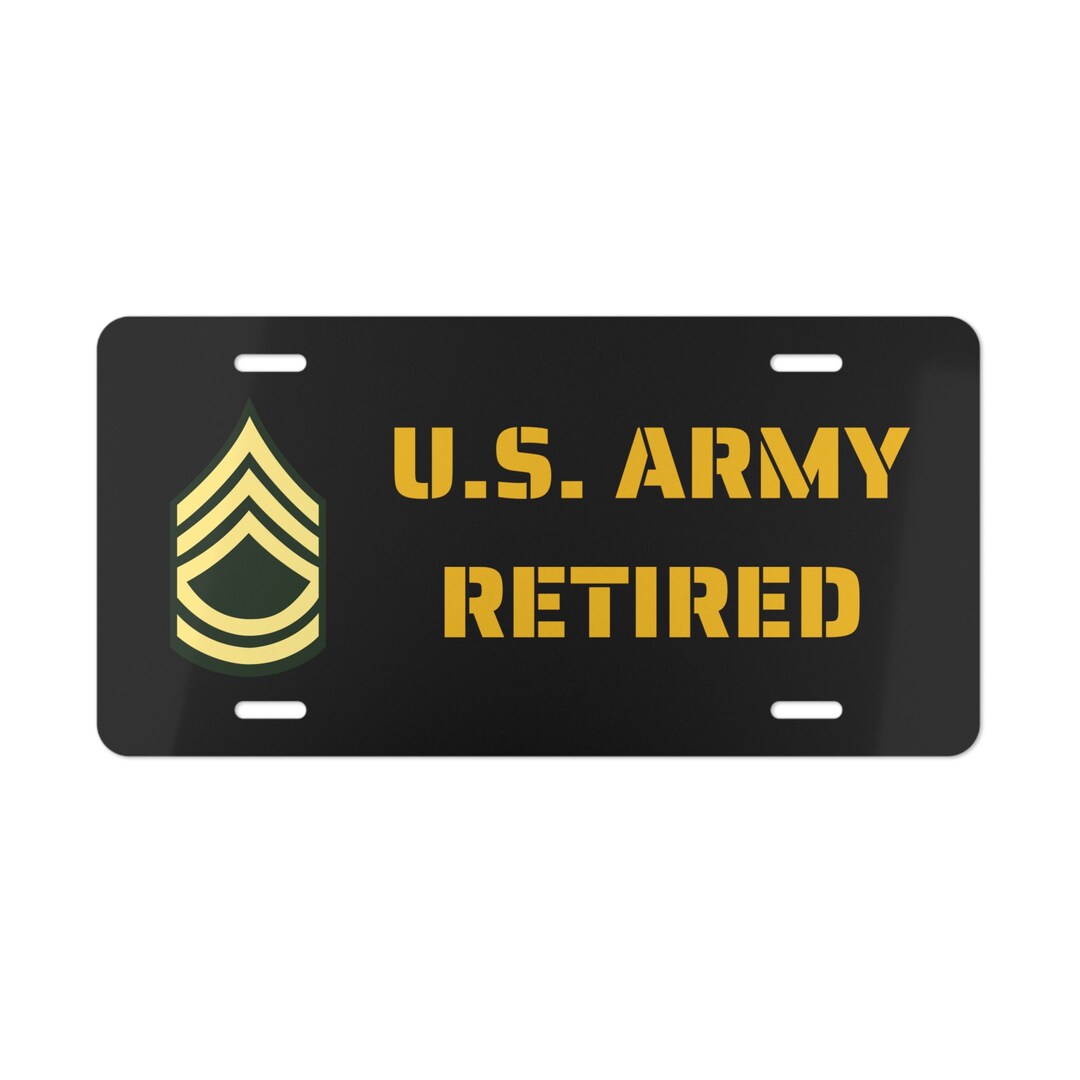 CUSTOM Rank US Army Retired Vanity Plate License Plate United States ...