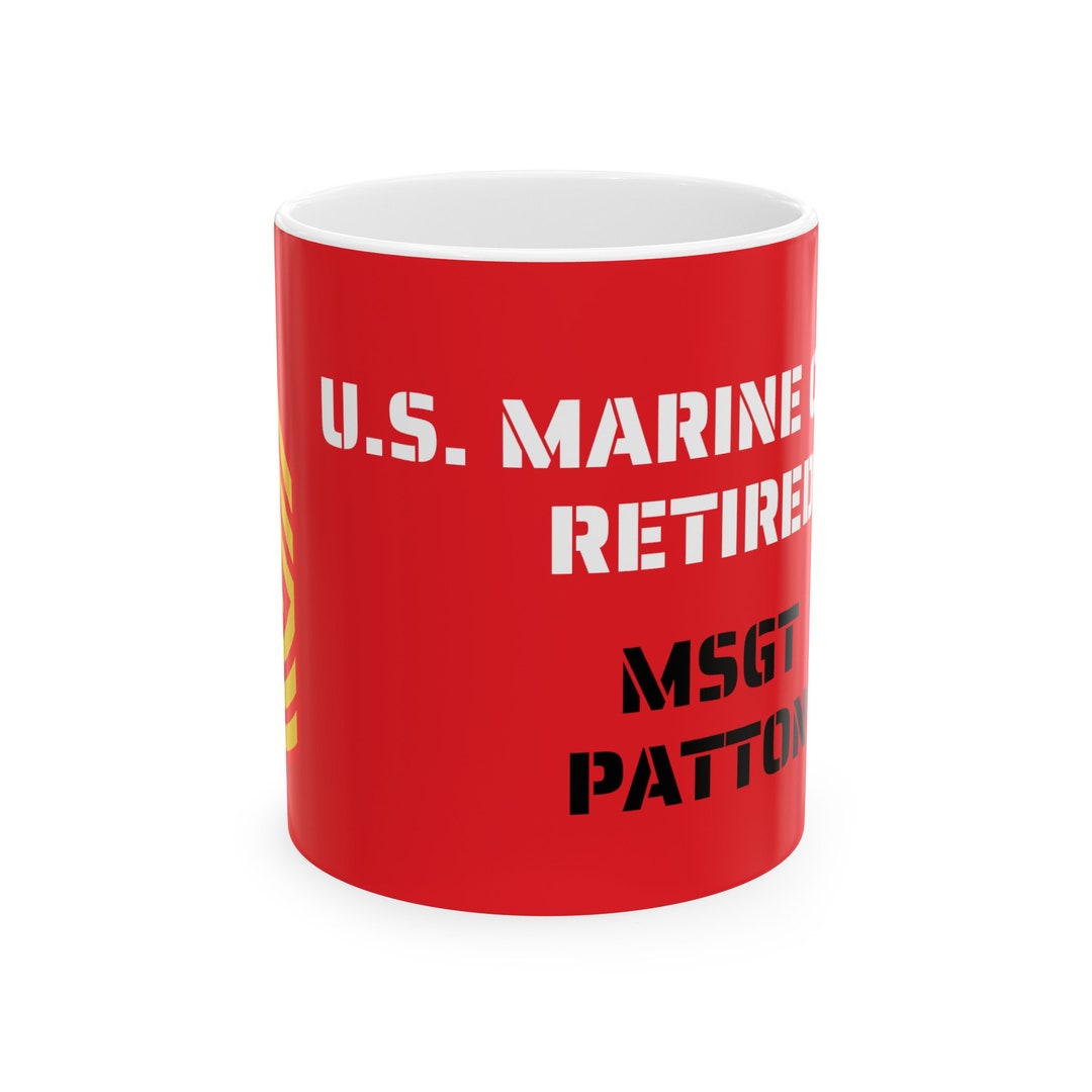 Personalized US Marine Corps Retirement Ceramic Mug Custom Rank and ...