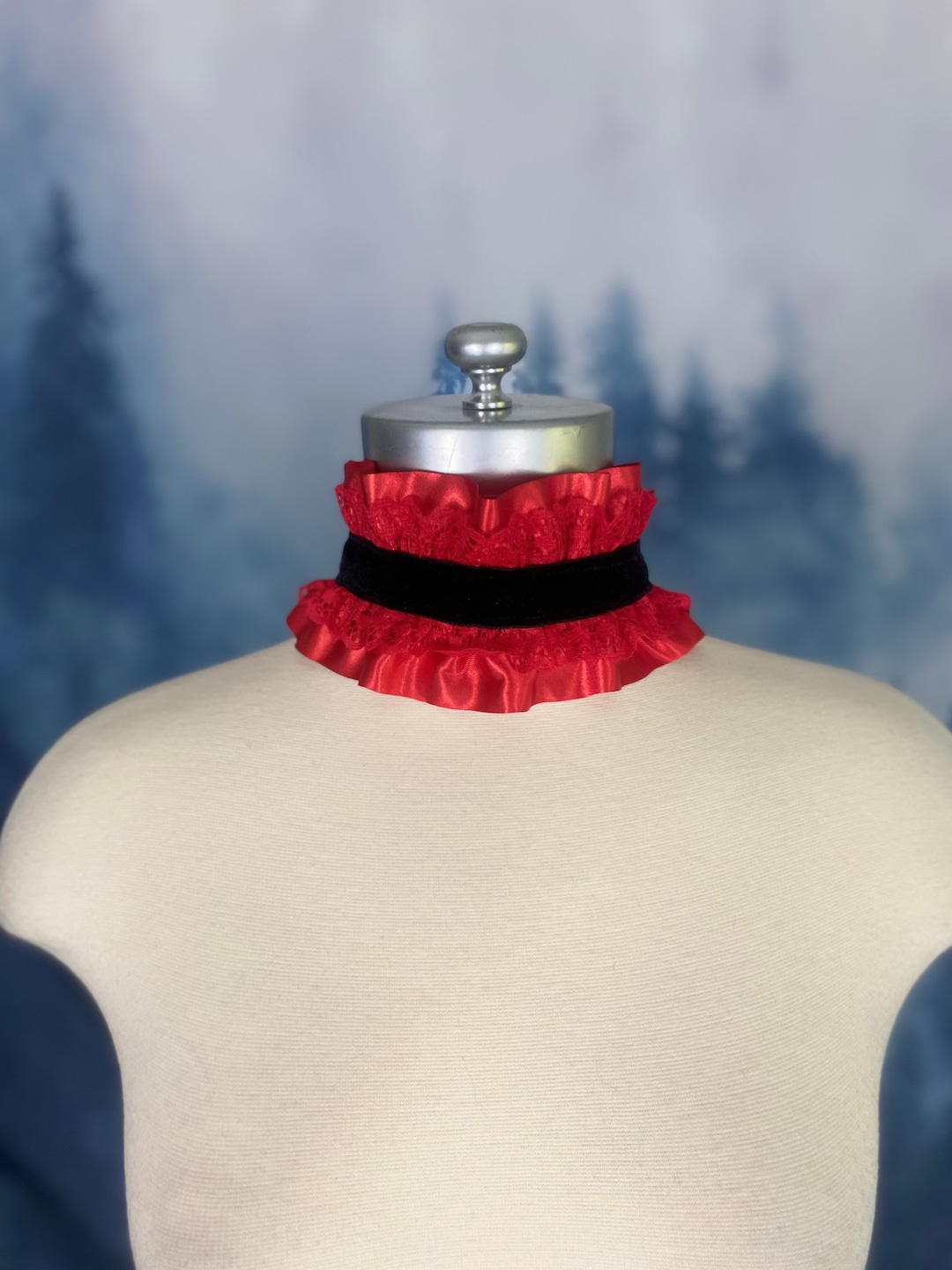 Red Ribbon Neck Collar - Etsy