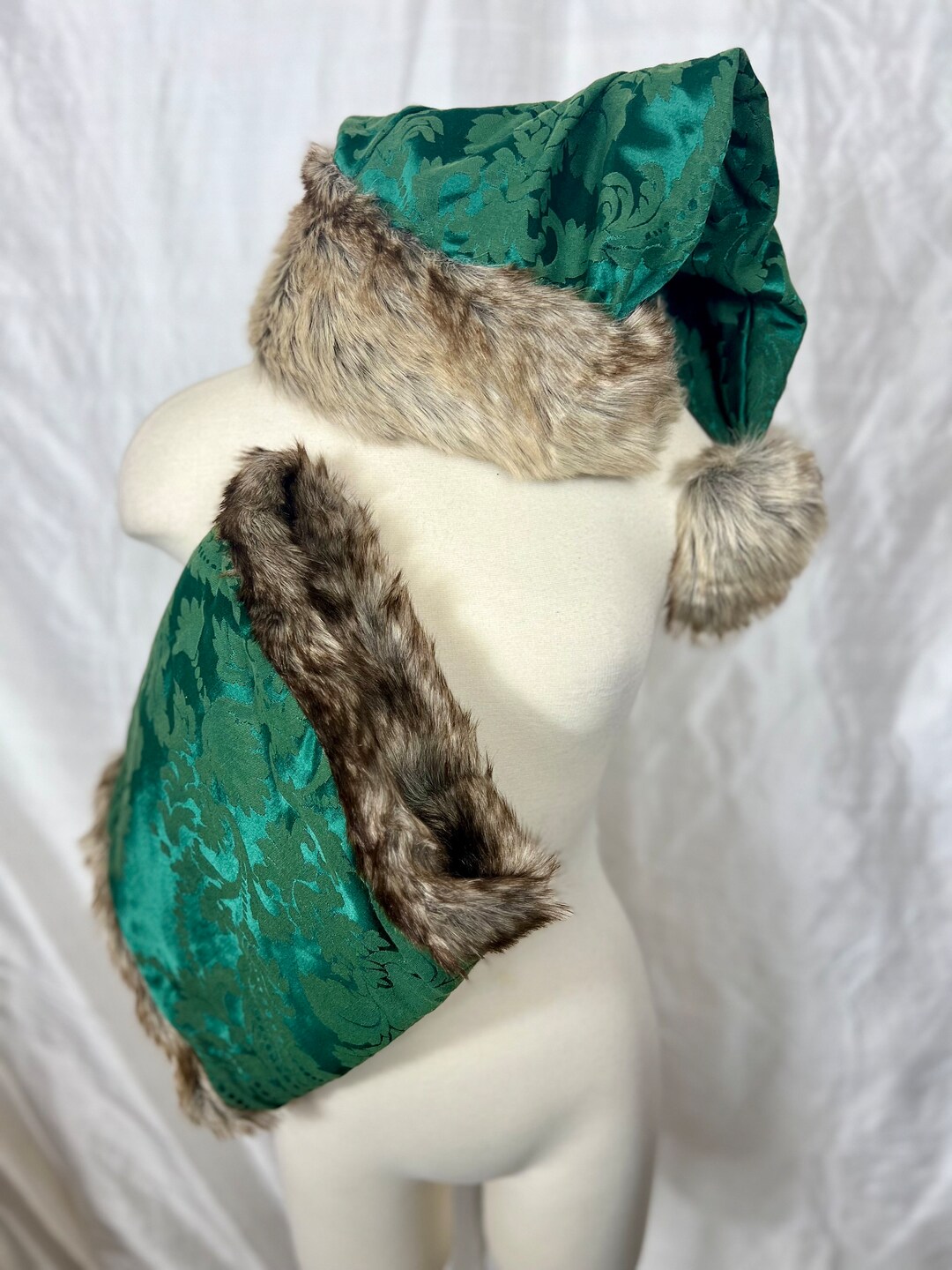 Matching Faux Fur Trimmed Santa Elf Hat & Hand Muff - Etsy