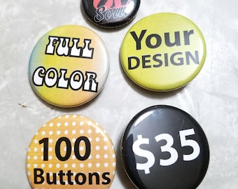 100 Custom 1 Inch Buttons | Etsy
