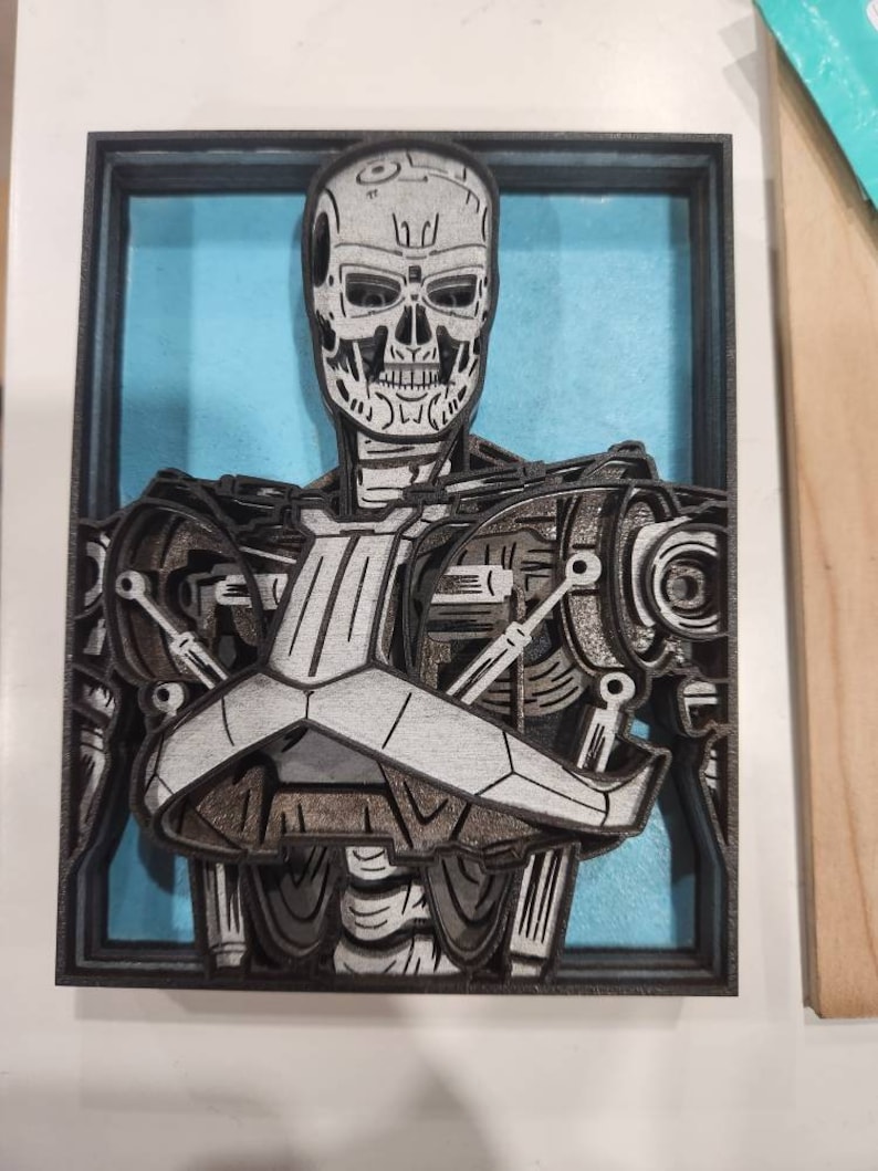 3-D Layered T800 Terminator Wooden Wall Art - Etsy