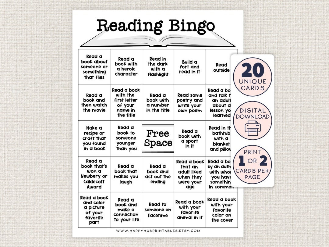 Kids Reading BINGO, Summer Reading Challenge, Fun Book Game, Middle ...