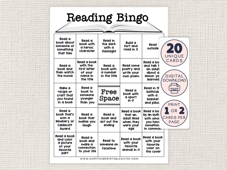 Kids Reading BINGO, Summer Reading Challenge, Fun Book Game, Middle ...