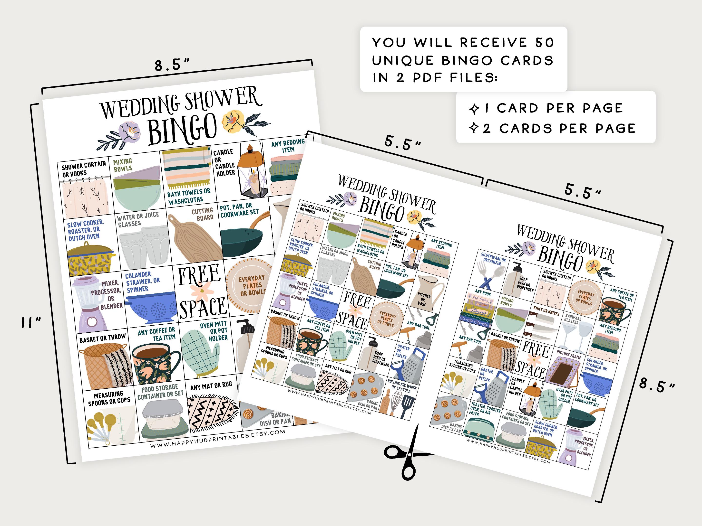 Wedding Shower BINGO, Fun Printable Bridal Games, Gift Activity, Bridal ...