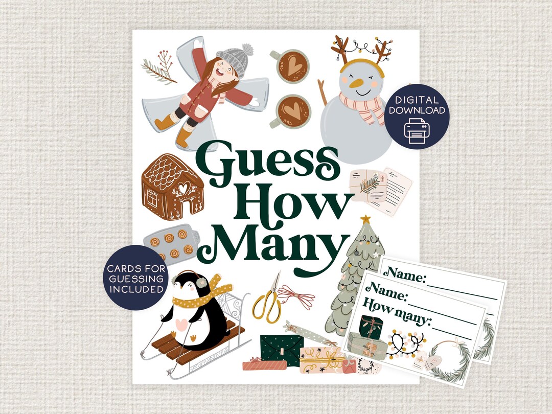 Cozy Christmas Guess How Many Game, Printable Classroom Party Activity ...
