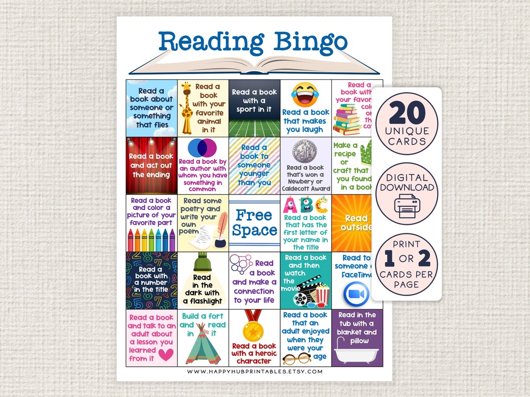 Kids Reading BINGO, Printable Summer Reading Challenge, Book Game ...