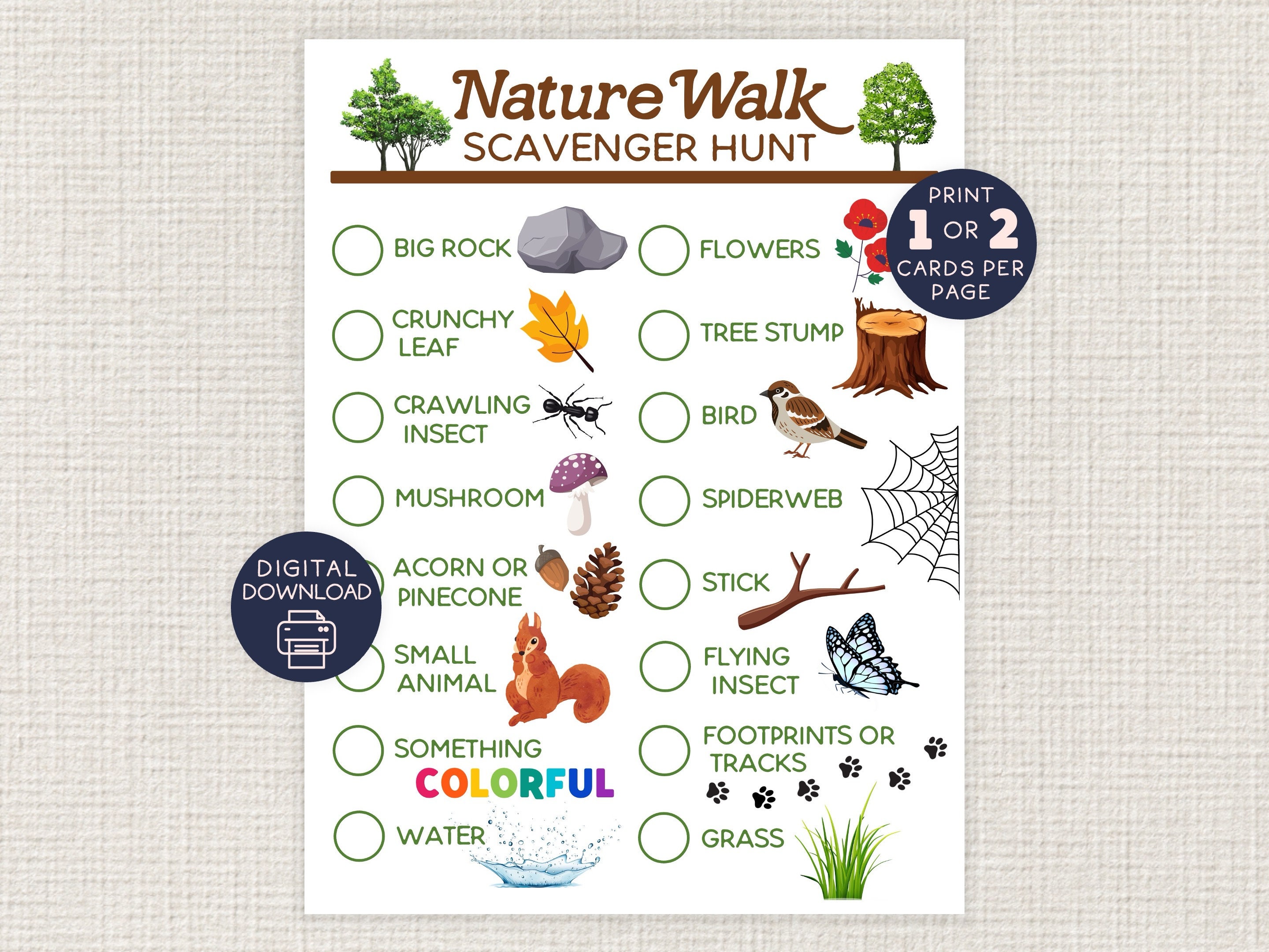 Nature Walk Scavenger Hunt, Hiking Printable, Kids Summer Camp Activity ...