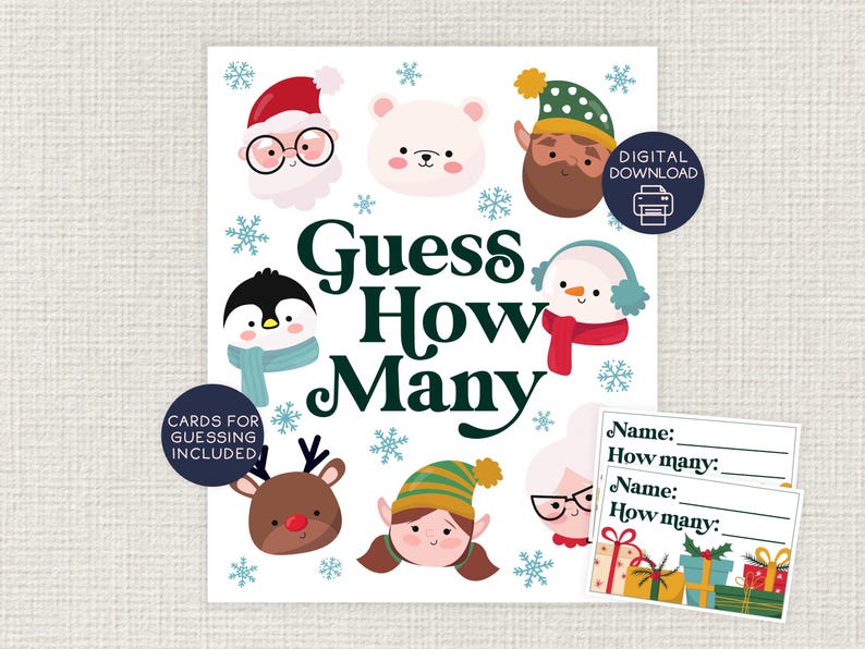 Christmas Guess How Many Game, Printable Classroom Party Activity ...