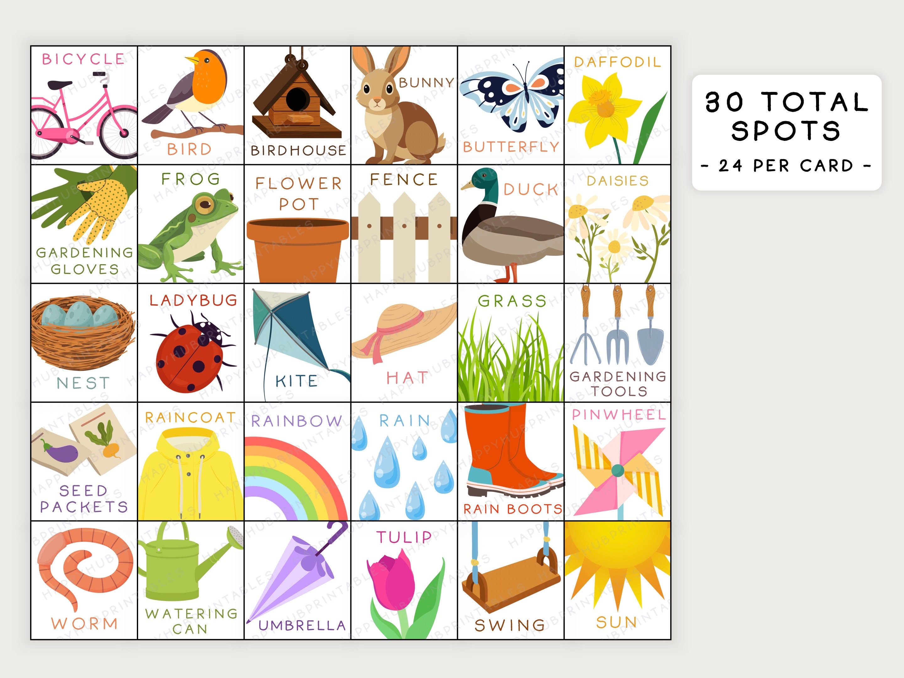 Spring BINGO, Printable Picture Cards, Classroom Game, Fun Group ...