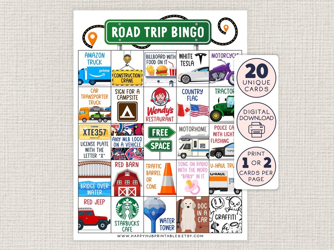 Road Trip BINGO, Family and Friend Travel Activity, Printable Car Game ...