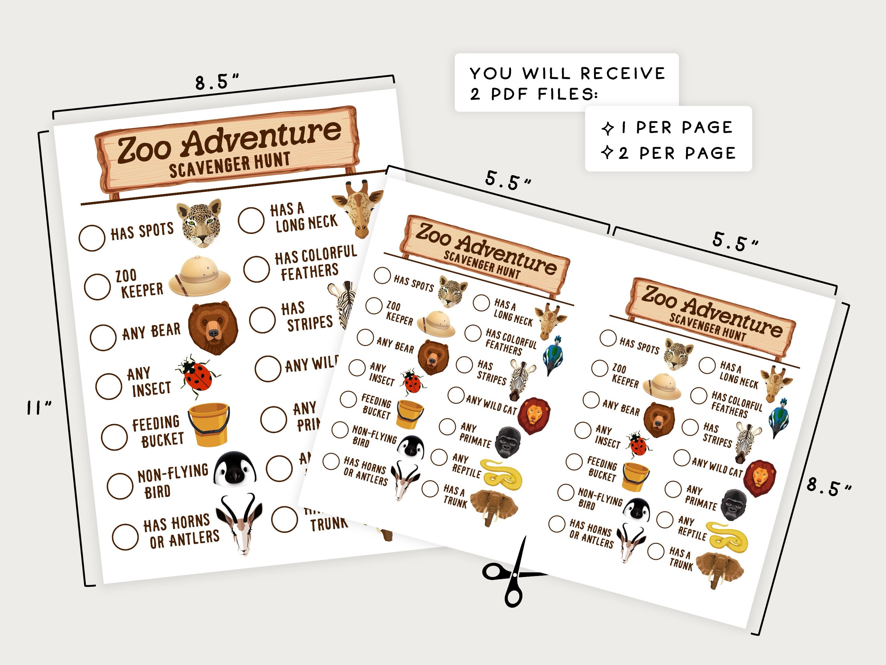 Zoo Adventure Scavenger Hunt, Fun Printable Game, Kids Day Camp ...