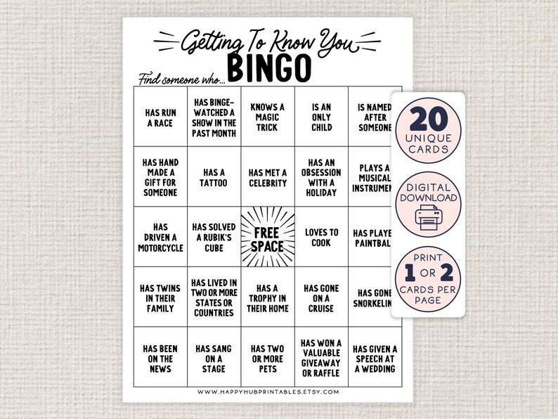 Adult Getting to Know You BINGO, Ice Breaker Game, Business Meeting ...
