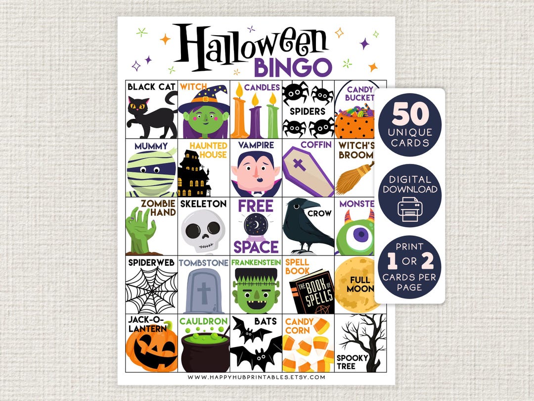 Halloween BINGO, Printable Classroom Game, Fun Party Activity for Kids ...