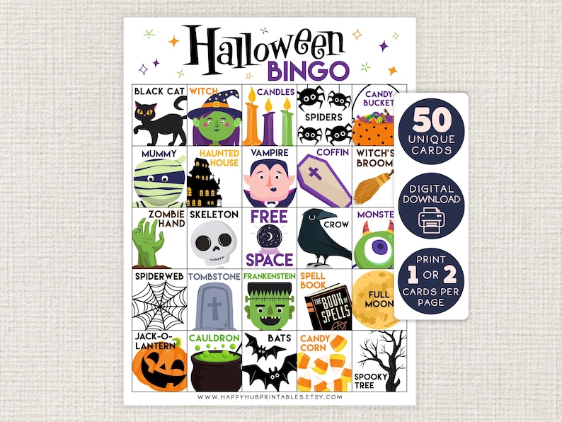 Halloween BINGO, Printable Classroom Game, Fun Party Activity for Kids ...